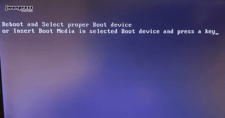 reboot and select proper boot device 원인과 해결 방법 기본 3가지 총 정리 - 제이원프레스